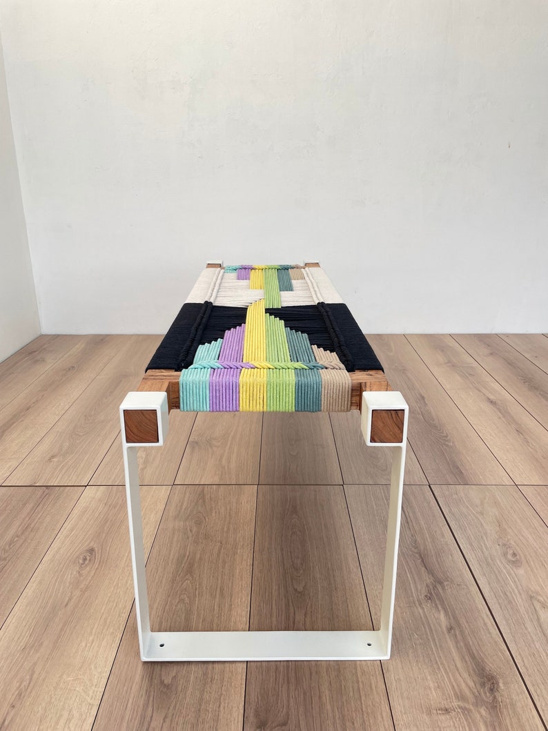 Mid Century Woven Bench Modern Entryway Bench End Bench Metal Bench ...