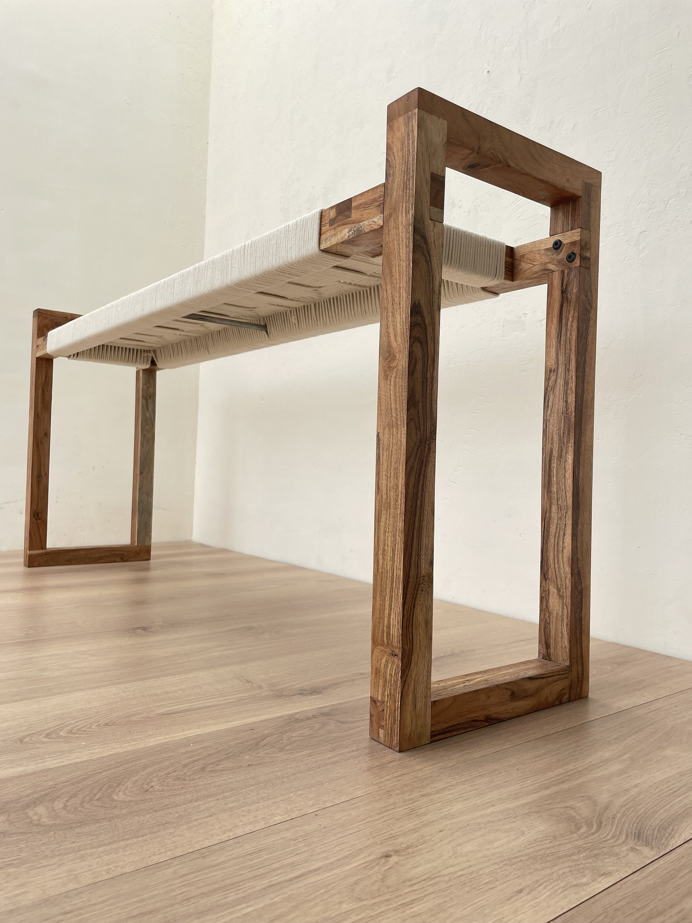 Boho Modern Woven Bench Mid Century Woven Bench Modern Entryway Bench ...