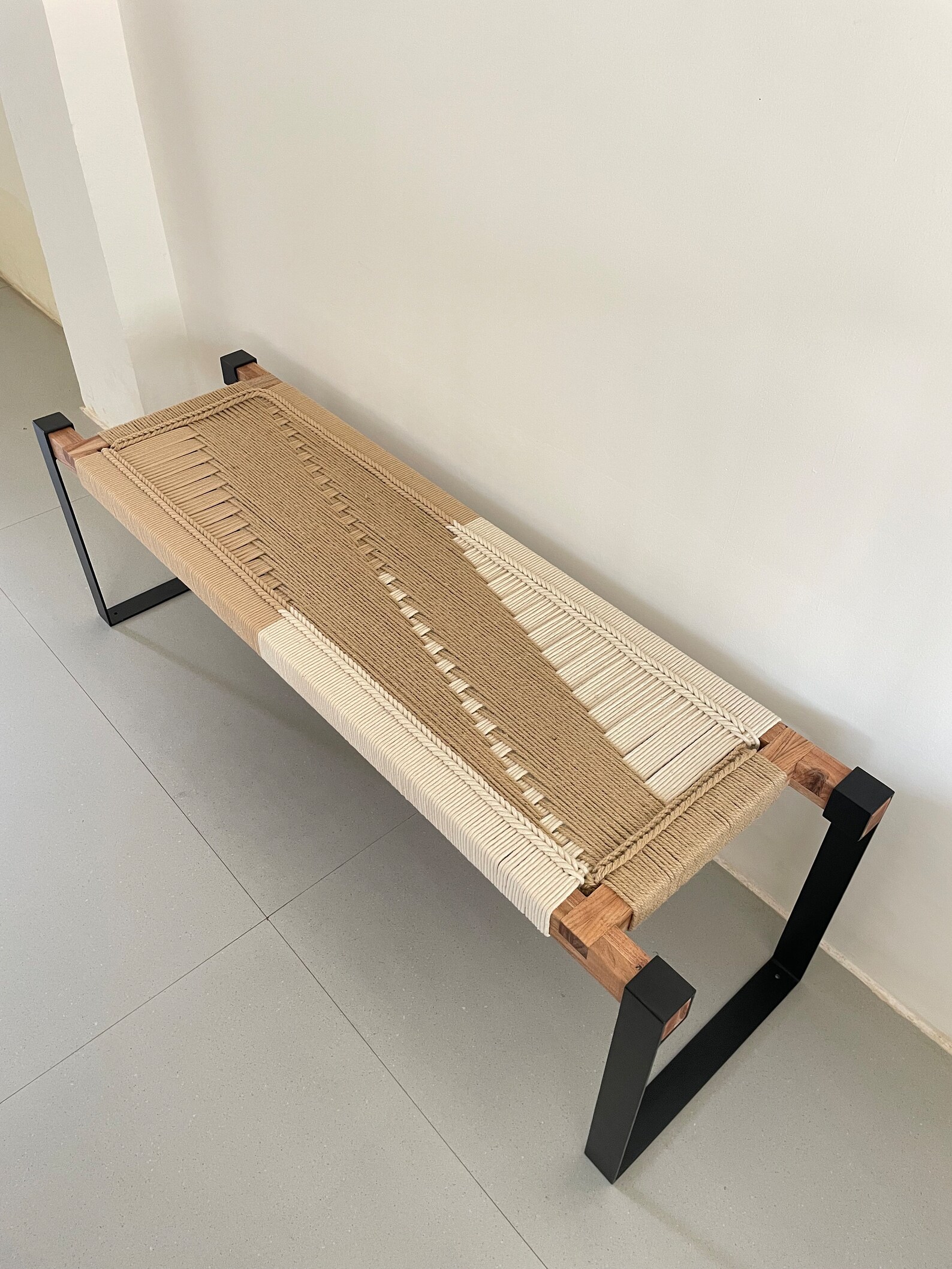 Modern Entryway Bench Woven Bench End of Bed Bench Mudroom Bench ...