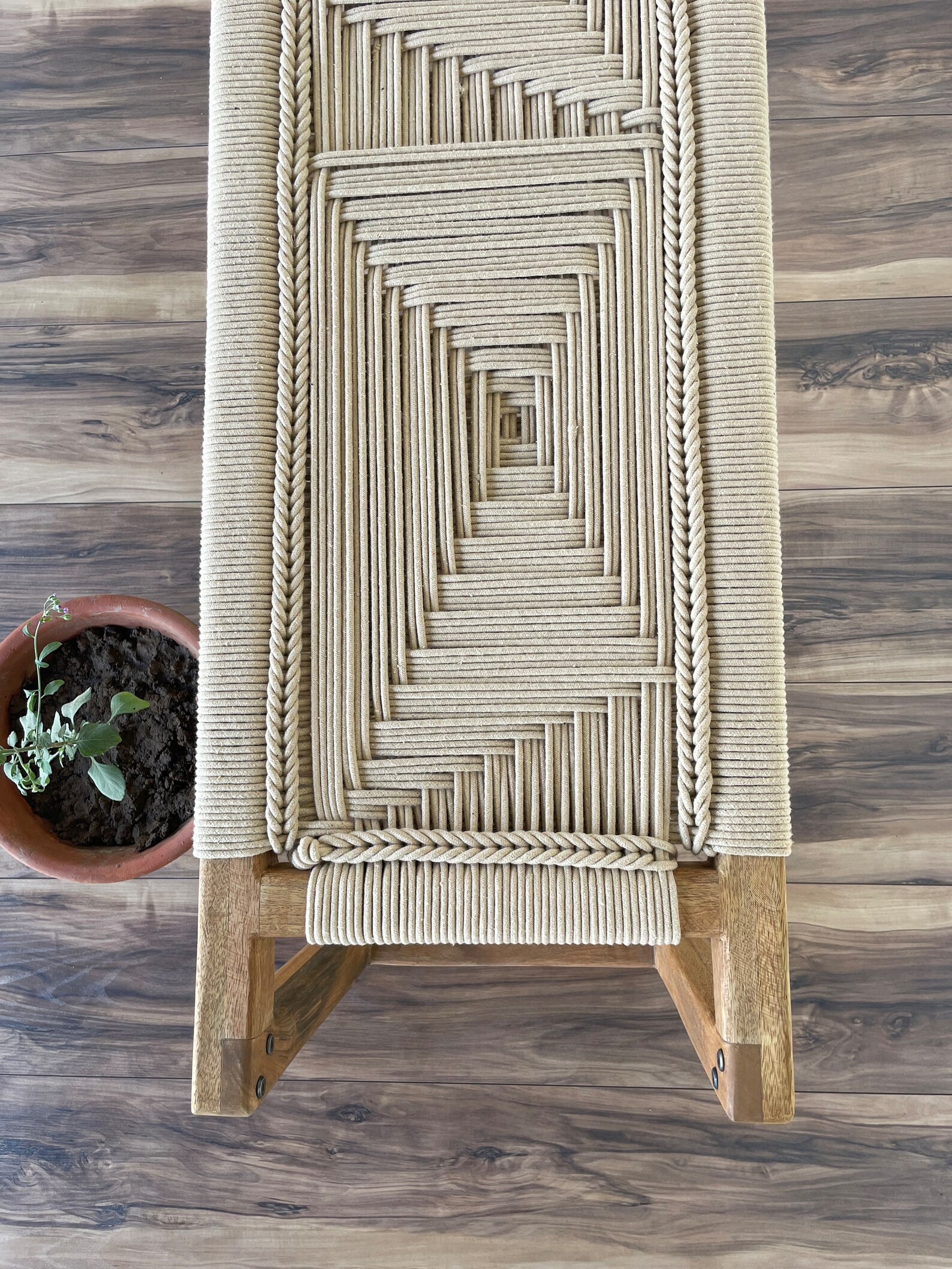 Boho Modern Woven Bench Mid Century Woven Bench Modern - Etsy
