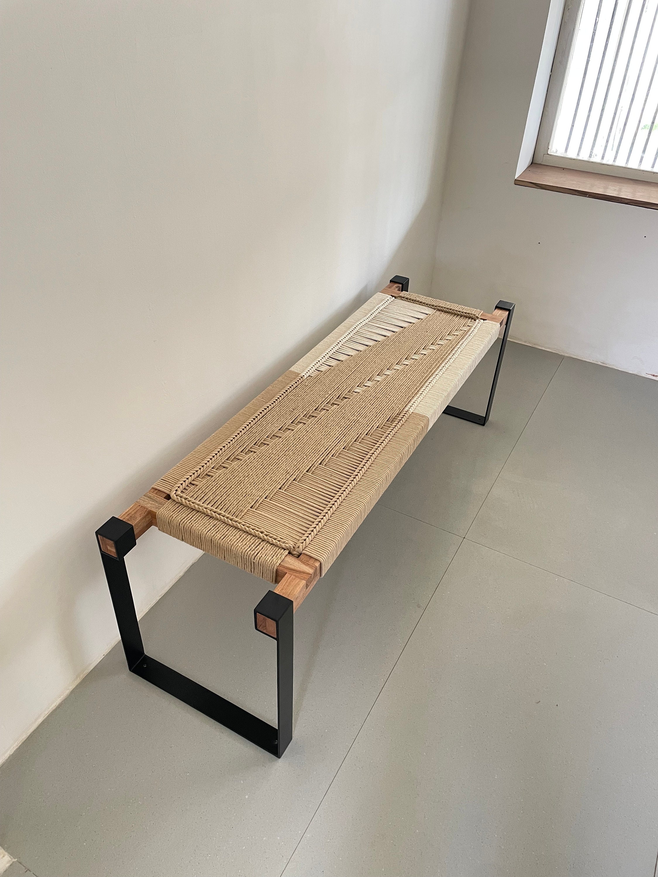 Modern Entryway Bench Woven Bench End of Bed Bench Mudroom Bench ...