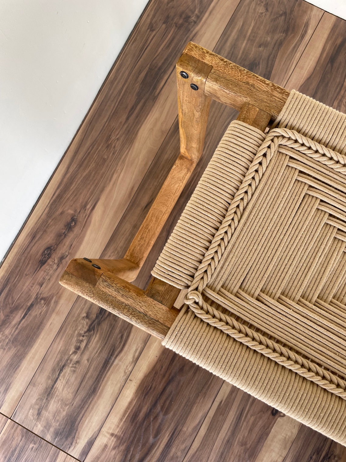 Boho Modern Woven Bench Mid Century Woven Bench Modern - Etsy