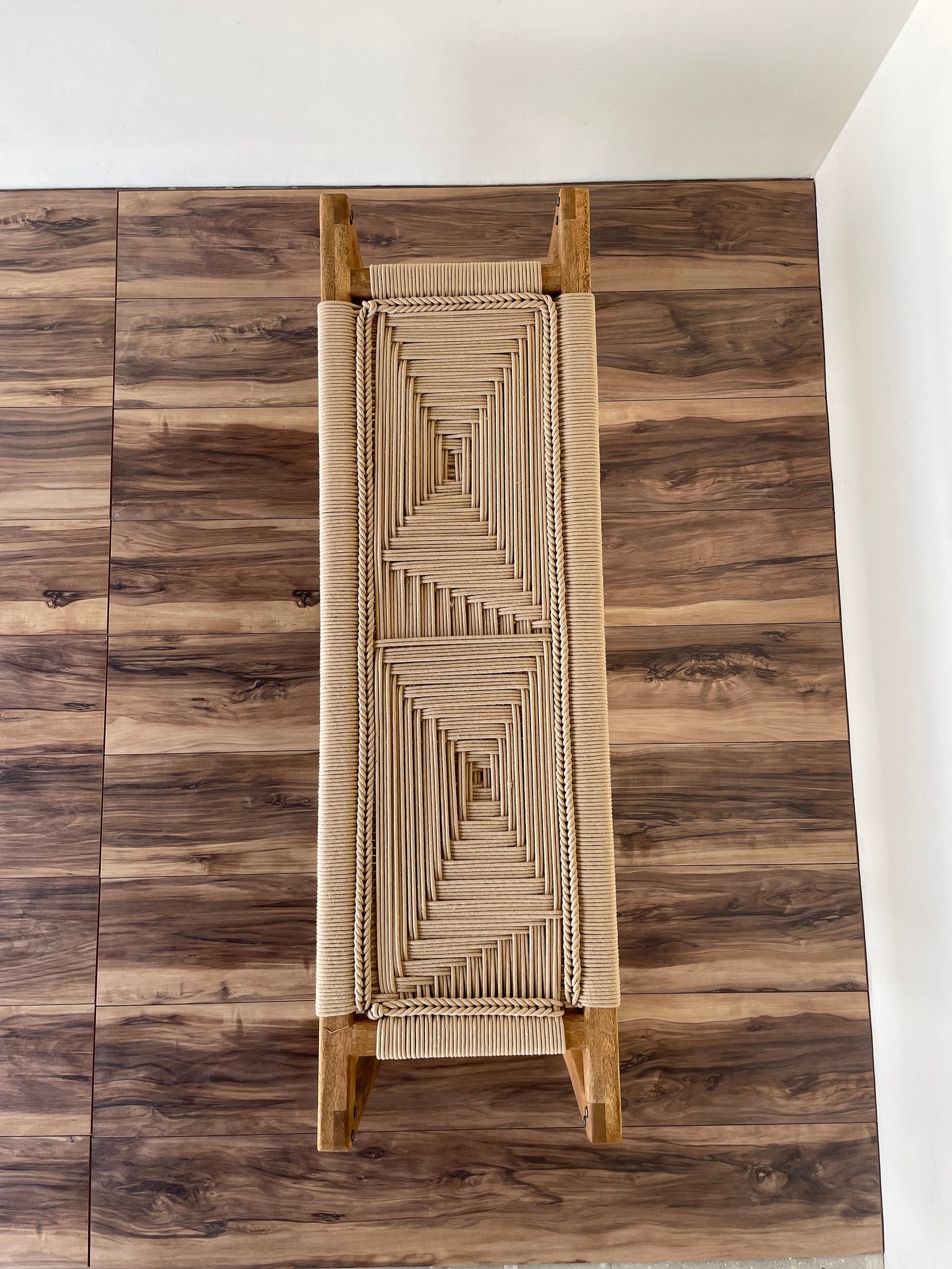 Boho Modern Woven Bench Mid Century Woven Bench Modern - Etsy