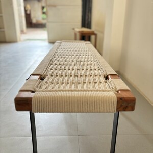 Boho Modern Woven Bench Mid Century Woven Bench Mudroom Entryway Bench ...
