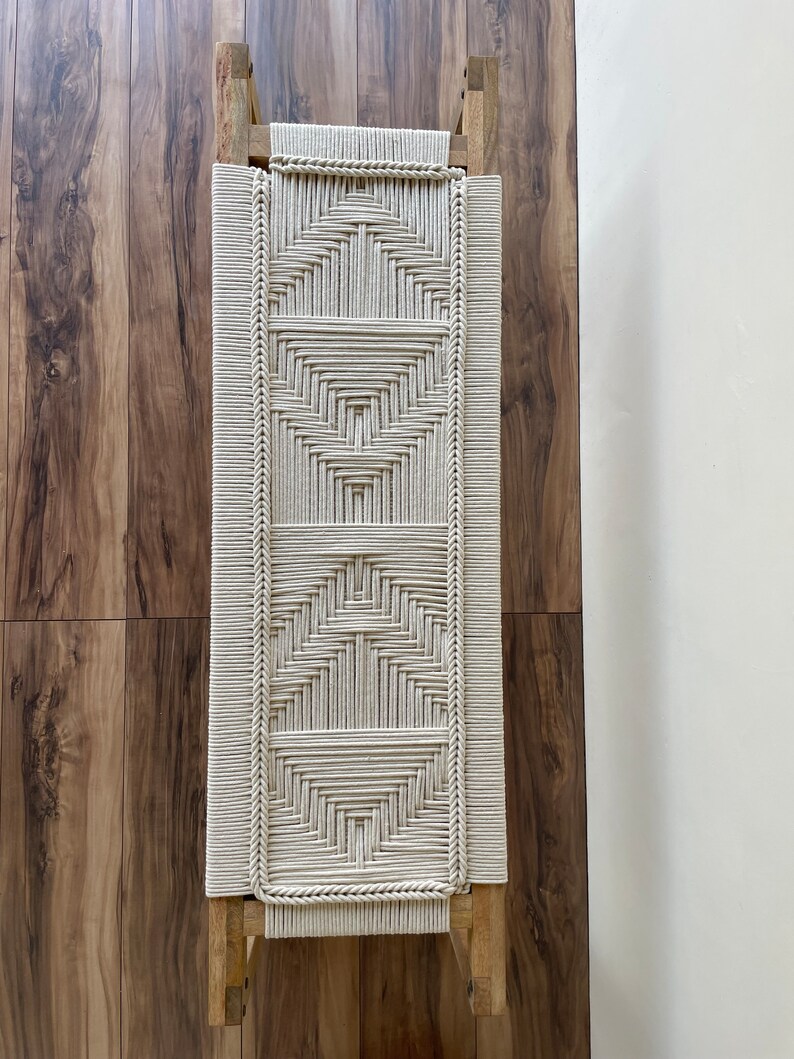 Boho Woven Bench Mid Century Modern Woven Bench Modern - Etsy