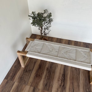 Boho Woven Bench Mid Century Modern Woven Bench Modern - Etsy