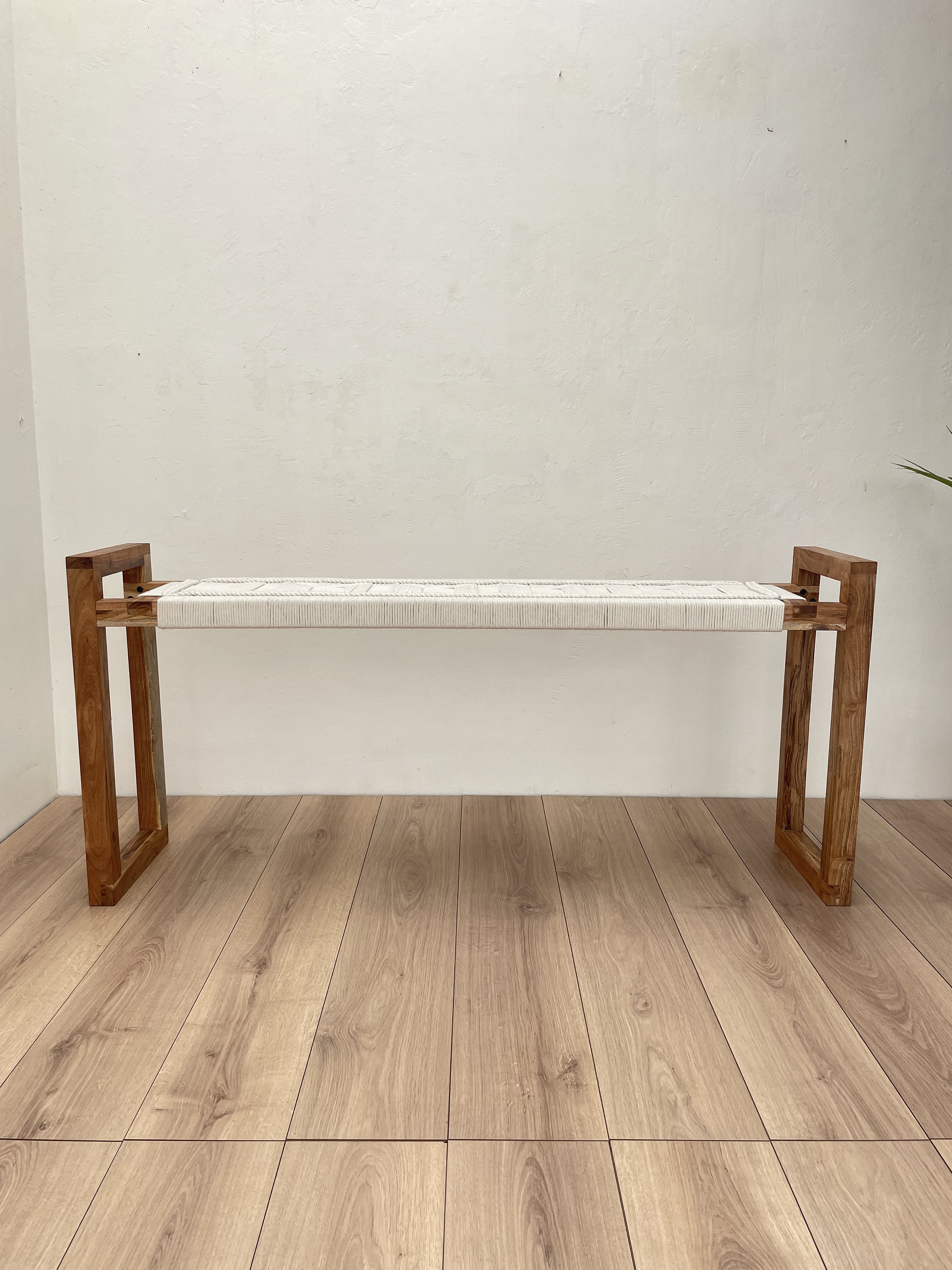 Boho Modern Woven Bench Mid Century Woven Bench Modern Entryway Bench ...