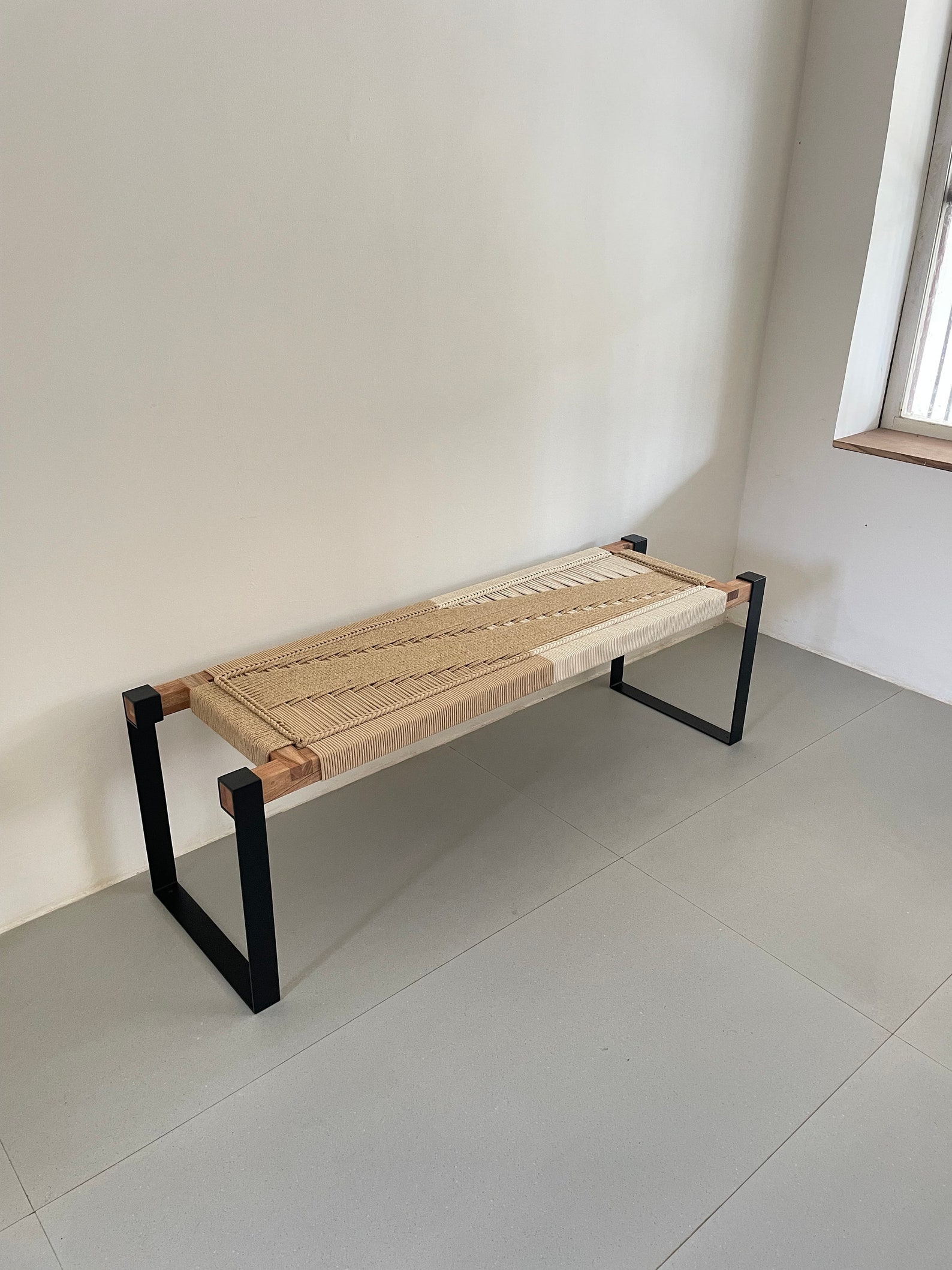 Modern Entryway Bench Woven Bench End of Bed Bench Mudroom Bench ...