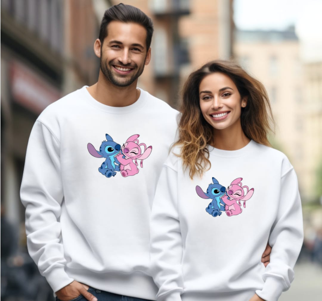 Stitch & Angel Sweatshirt, Stitch Angel Valentines Sweatshirt, Stitch ...