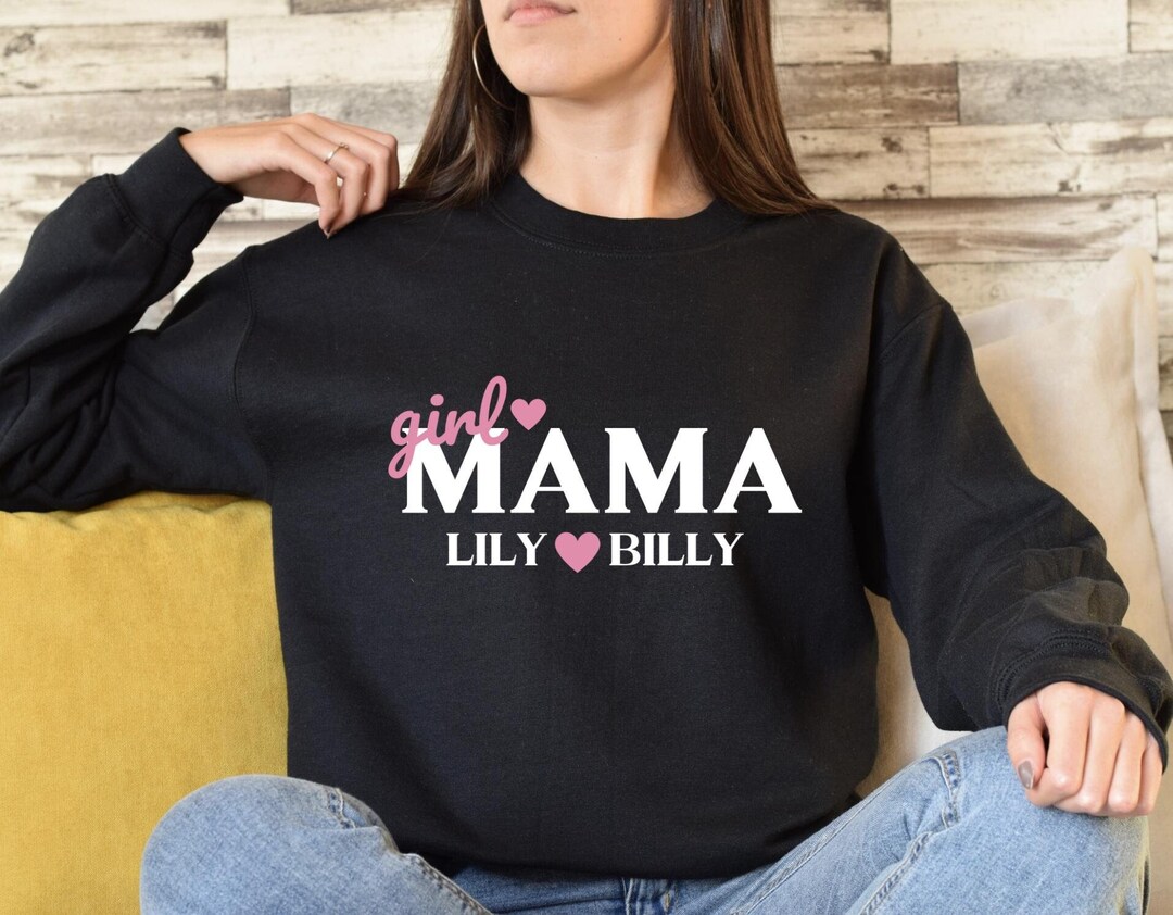 Customized Girl Mama Sweatshirt, New Mom Outfit, Custom Mom of Girls ...