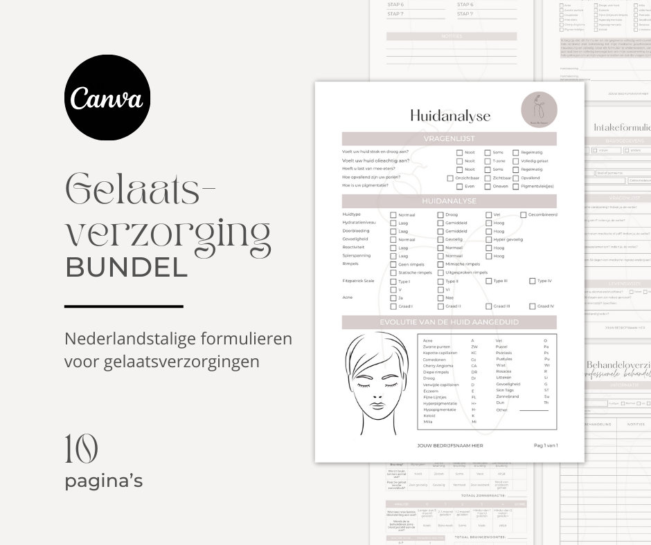 Bundle Editable Dutch Client Anamnesis Intake Form, Skin Analysis for ...