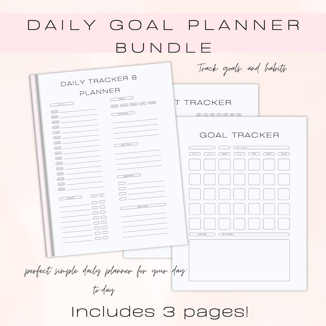 Daily Planner Goal & Habit Tracker Bundle, Daily Planner Undated PDF ...
