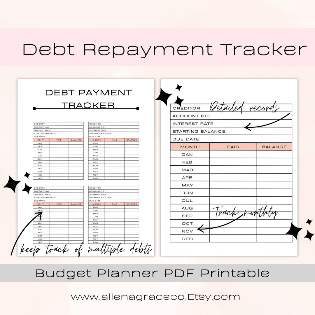 Debt Repayment Tracker, Snowball Method (PDF Printable) - Etsy