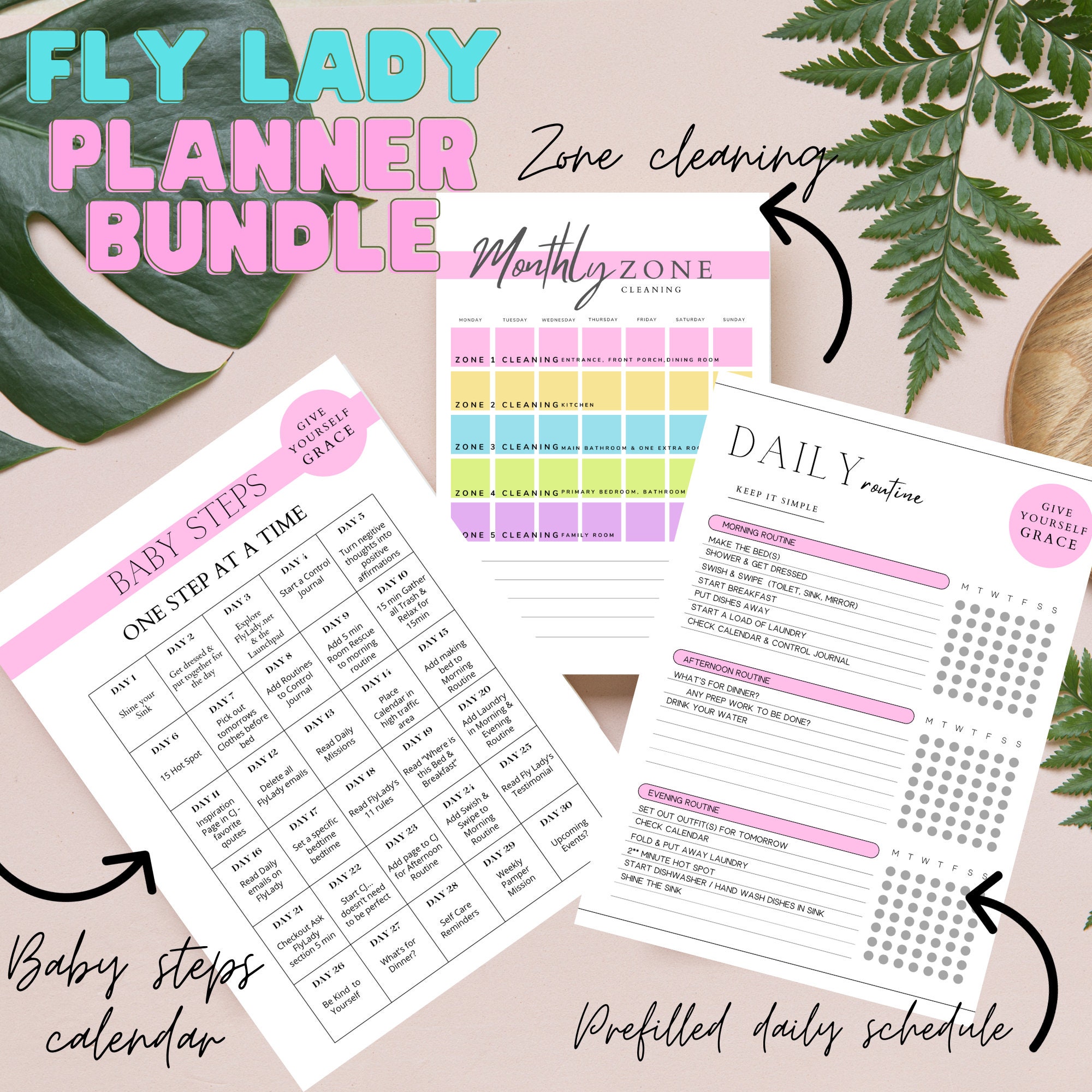 Flylady Routine & Cleaning Schedule Printable PDF, Flylady Zone ...