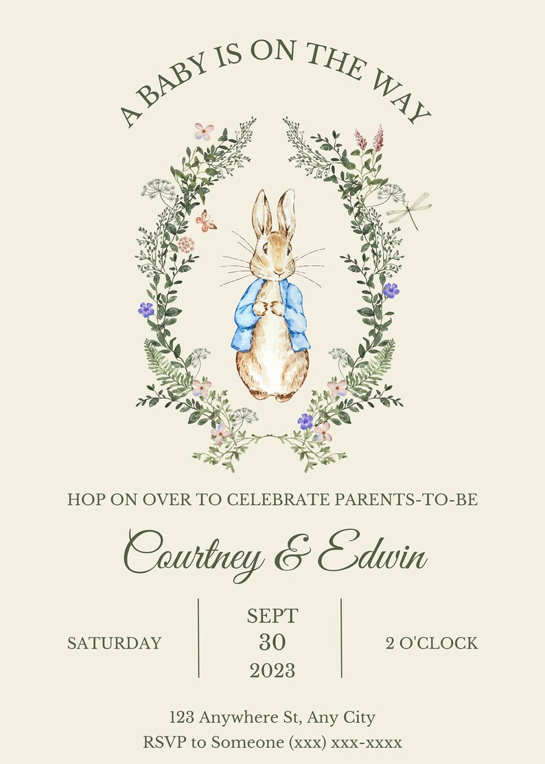 Peter Rabbit Baby Shower Invitation - Etsy