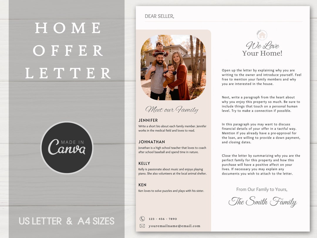 Calm Home Offer Letter | Canva Template | Home Love Letter to Seller ...