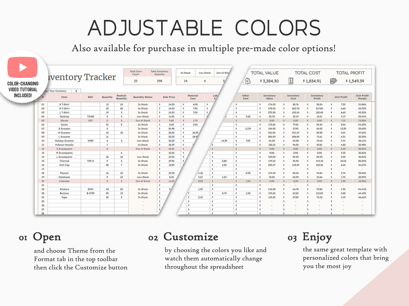 Inventory Tracker Spreadsheet | Google Sheets Template | Product ...