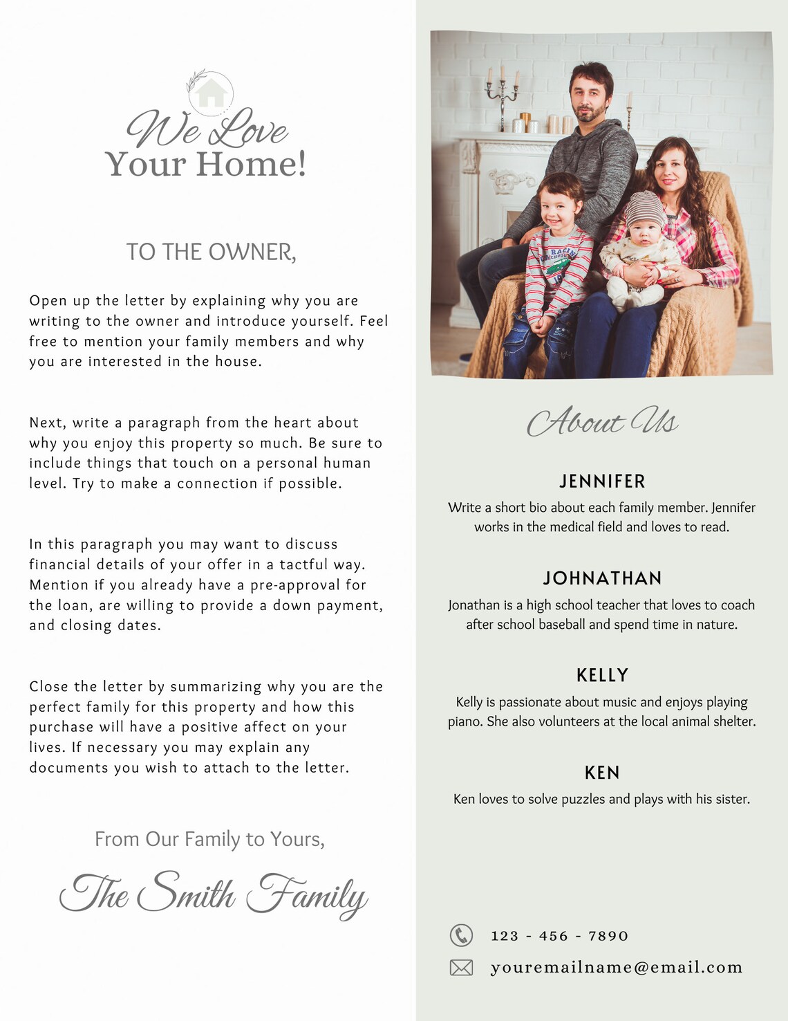 Simple Home Offer Letter | Canva Template | Home Love Letter to Seller ...
