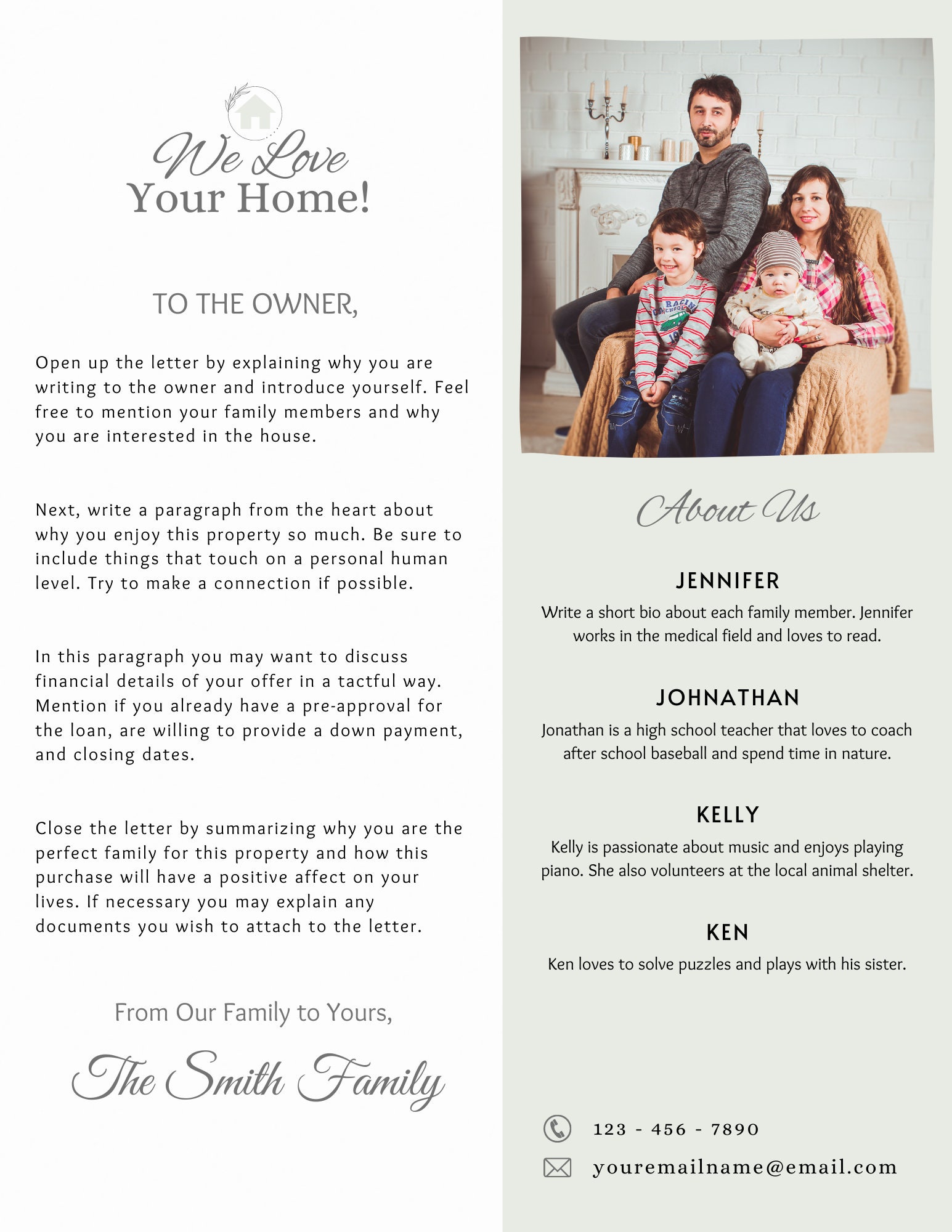 Simple Home Offer Letter Canva Template Home Love Letter to Seller ...