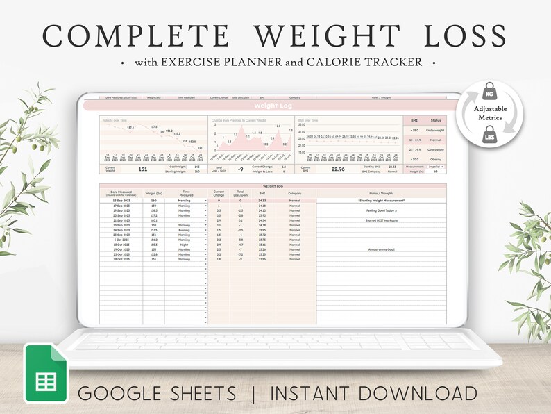 Complete Weight Loss Tracker | Google Sheets Template | Ultimate ...