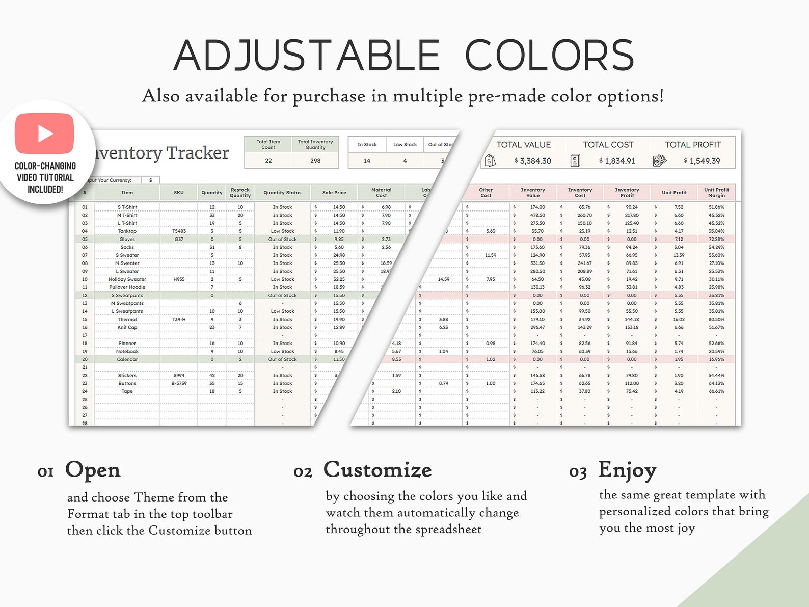Inventory Tracker Spreadsheet | Google Sheets Template | Product ...