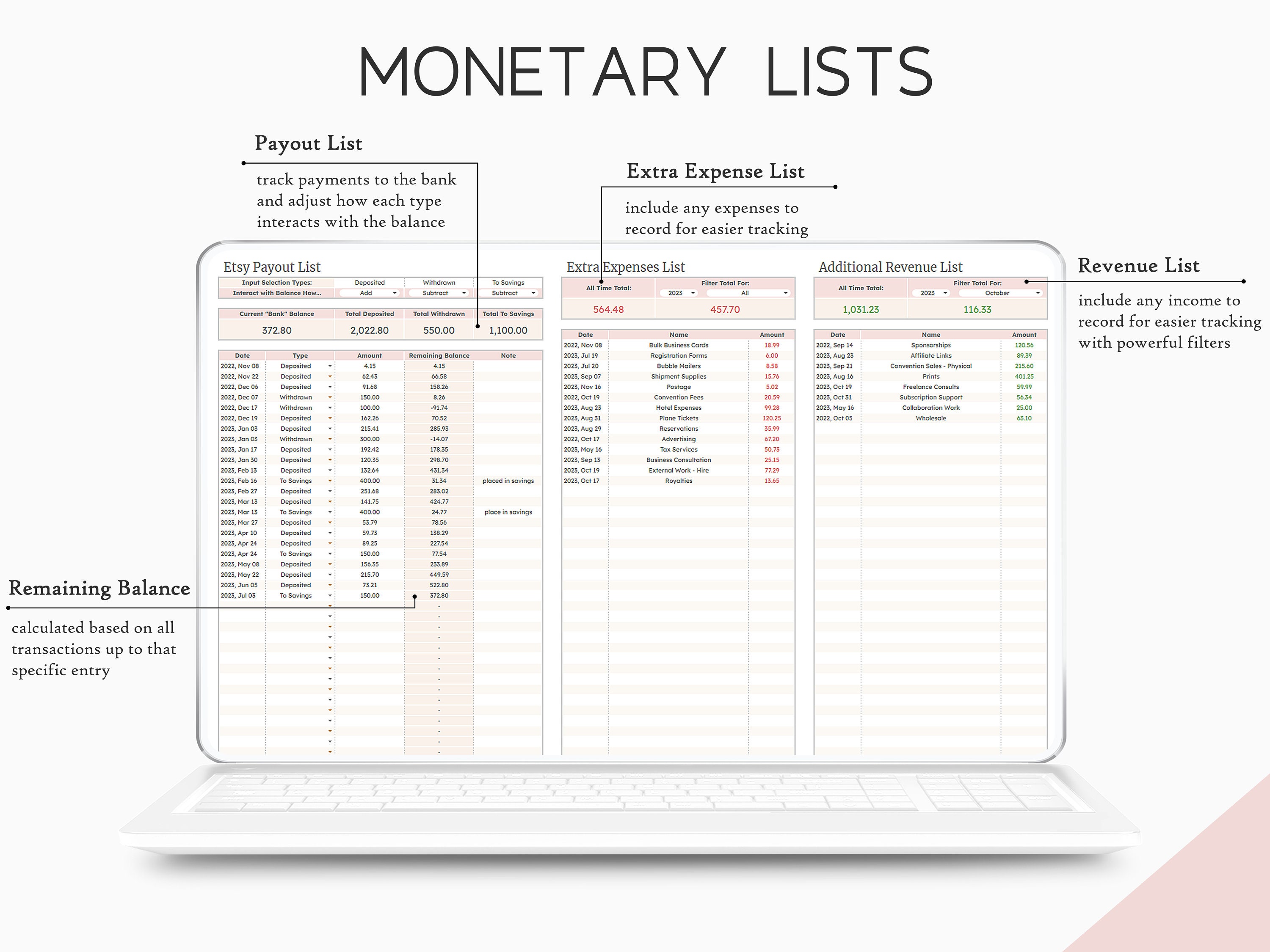 Etsy Shop Toolkit Google Sheets Template Financial CSV Bookkeeping ...