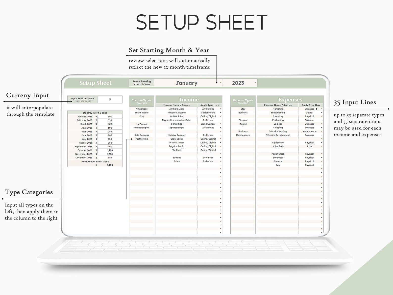 Basic Bookkeeping for Small Business | Google Sheets Template | Income ...