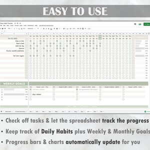 Habit Tracker Spreadsheet Google Sheets Template Daily - Etsy