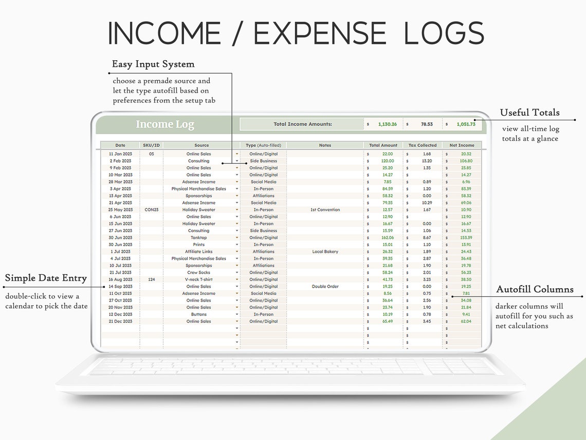 Basic Bookkeeping for Small Business | Google Sheets Template | Income ...