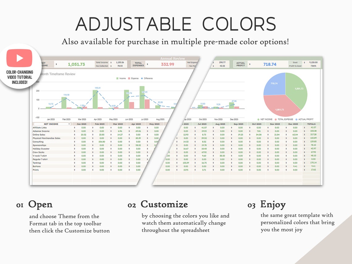 Basic Bookkeeping for Small Business | Google Sheets Template | Income ...