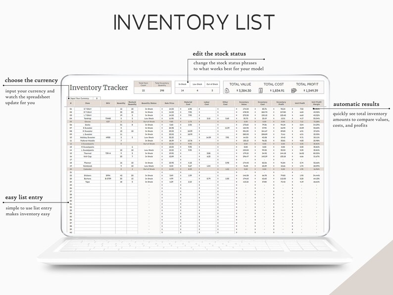 Inventory Tracker Spreadsheet | Google Sheets Template | Product ...