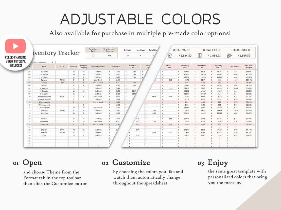 Inventory Tracker Spreadsheet | Google Sheets Template | Product ...