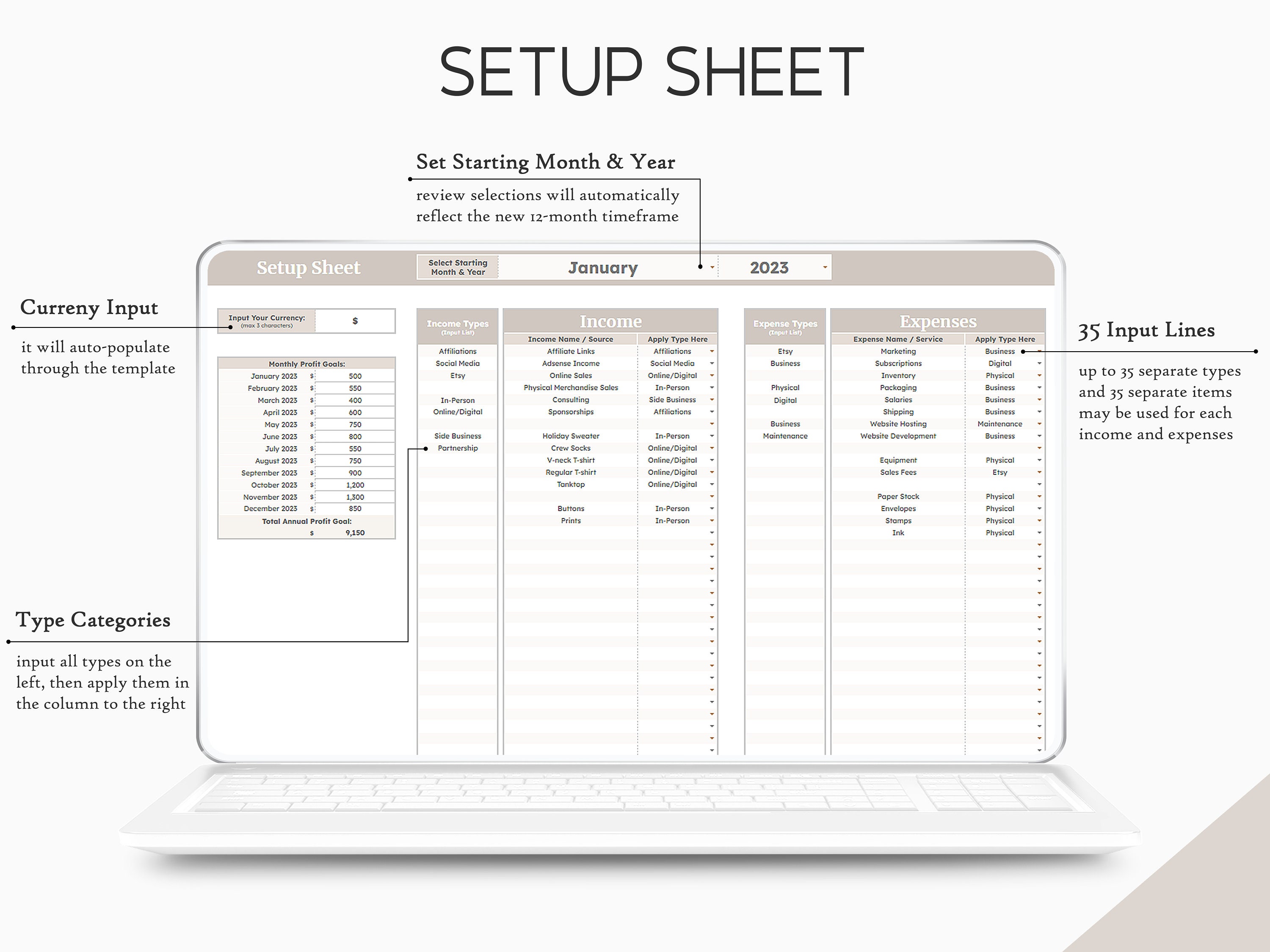 Basic Bookkeeping for Small Business | Google Sheets Template | Income ...