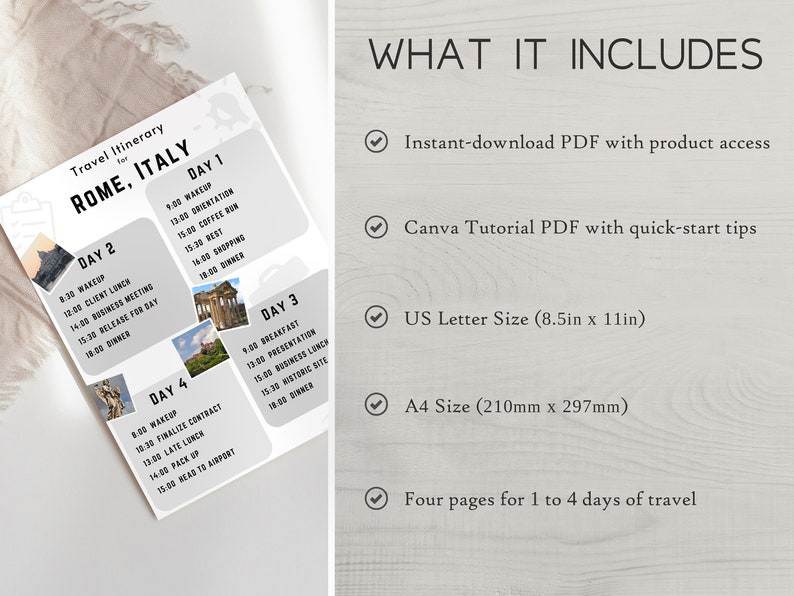 Business Travel Itinerary | Canva Template | Basic Editable Itinerary ...