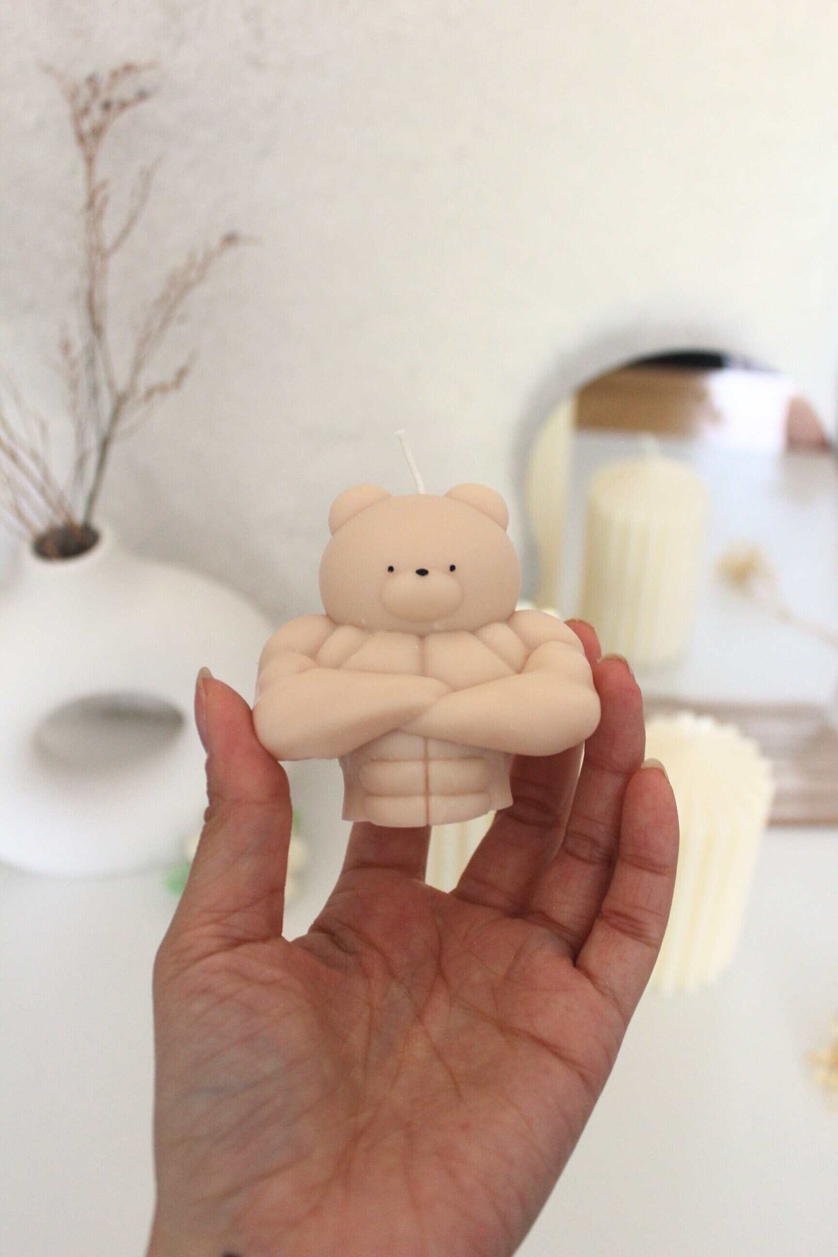 Buff Bear Candle, Muscular Teddy Bear, Funny Candle Gift, Gift for Gym ...