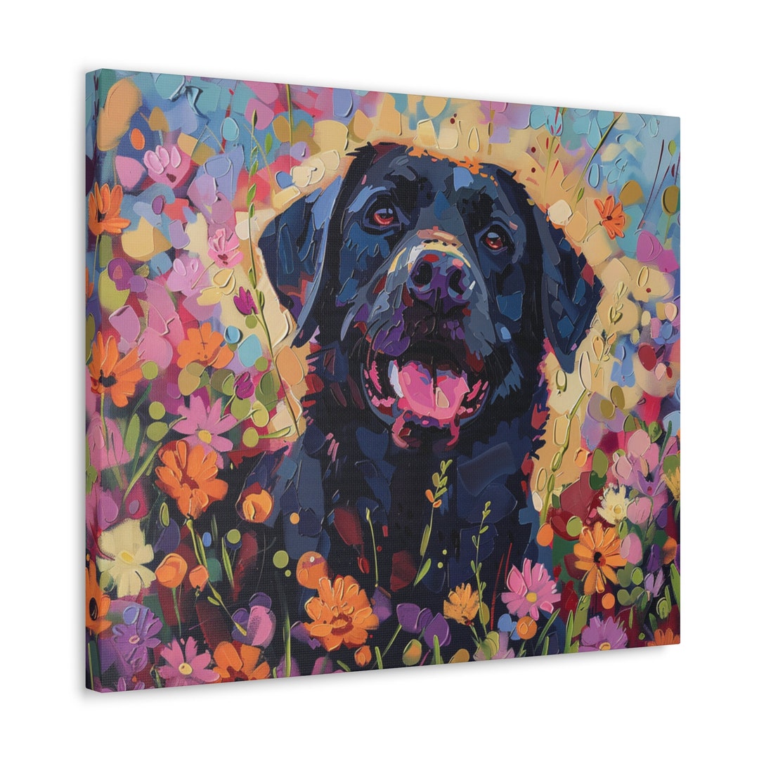 Black Lab Flower Art Print, Dog Memorial Gift - Etsy