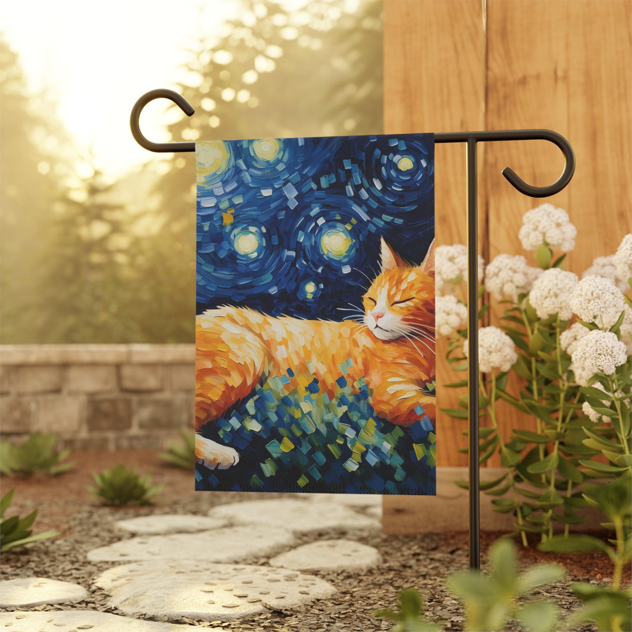 Orange Tabby Cat Garden Flag, Garden Statue, Cat Garden Decor, Cat ...