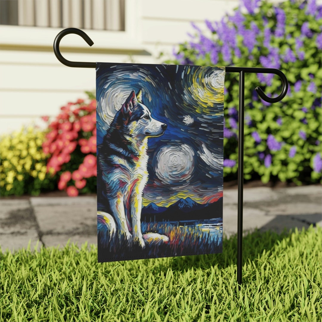 Husky Garden Flag, Outdoor Dog Decor, Husky Yard Art, Personalized ...