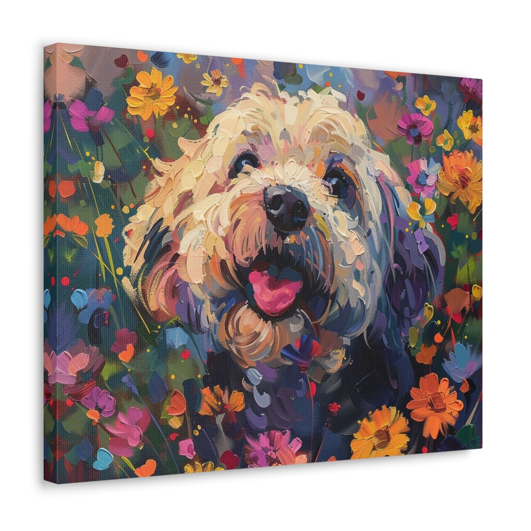 Maltese Flower Art, Dog Memorial Canvas, Dog Mom Gift - Etsy