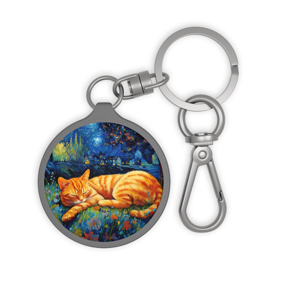 Perfect Cat Owner Gift Orange Tabby Cat Keyring Tag, Cat Keychains, Cat ...