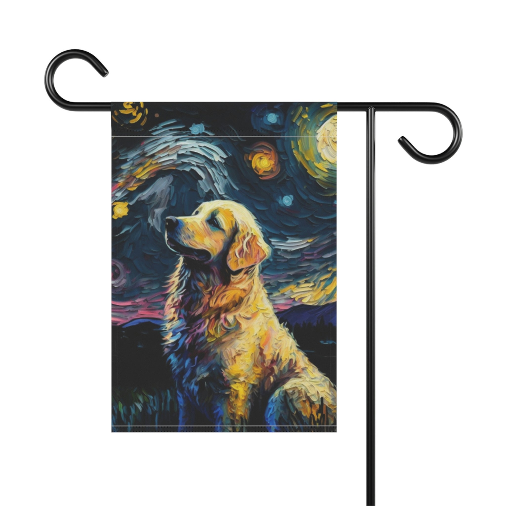 Golden Retriever, Starry Night, Yard Flags, Double Sided, Printing Art ...