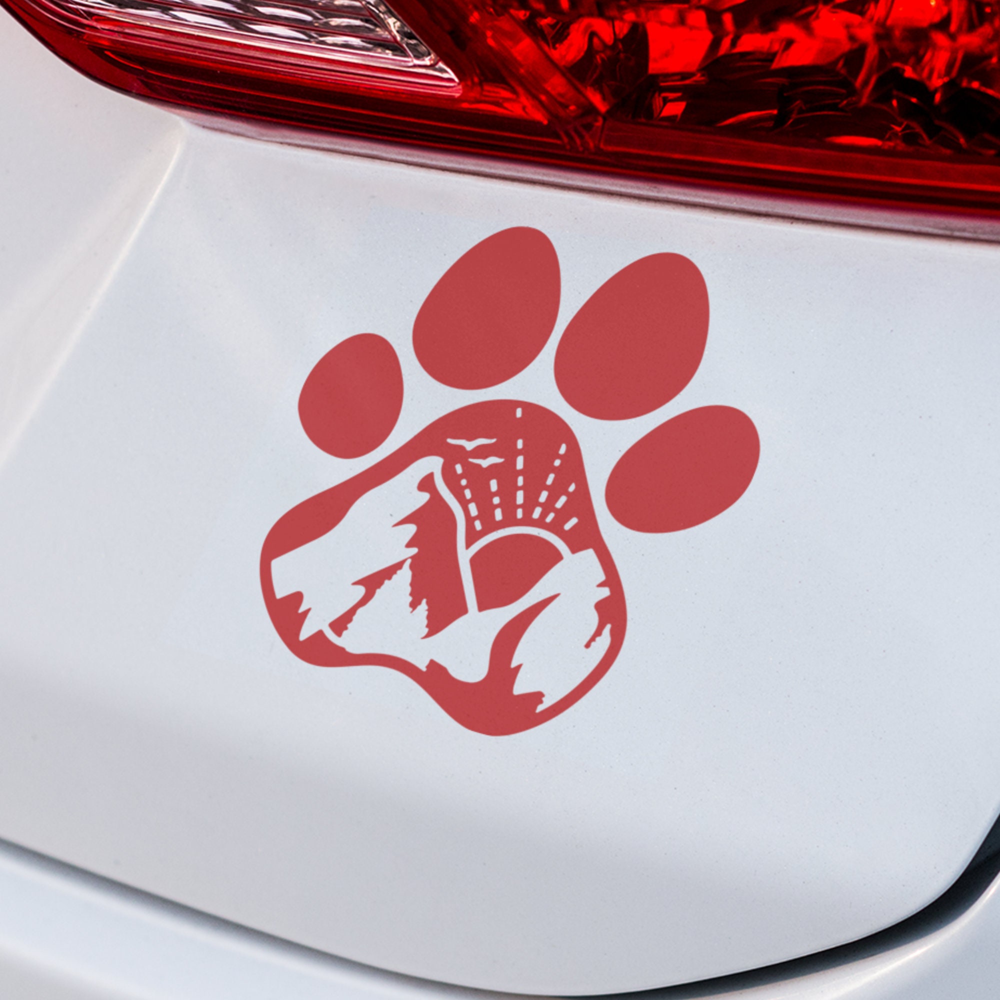 Paw Print mountains Decal VINYL DECAL Mountains Animal Decal Wild Life ...