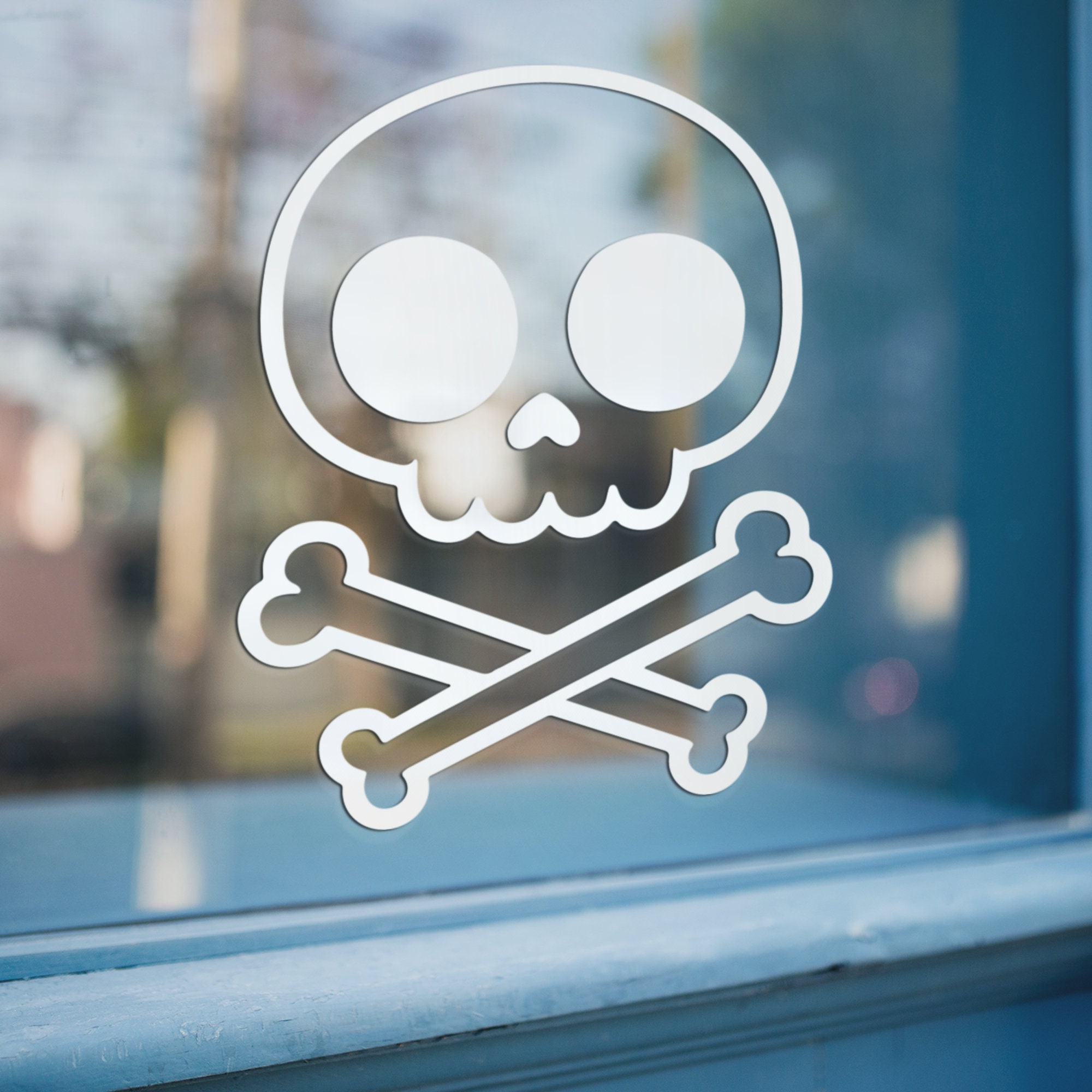 Cartoon Skull and Cross Bones Decal VINYL DECAL Skull Decal Car Decal ...