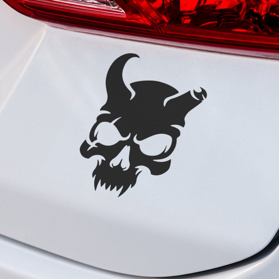 Aggressive Skull Fangs and Horns Decal | VINYL DECAL | Skull Decal ...