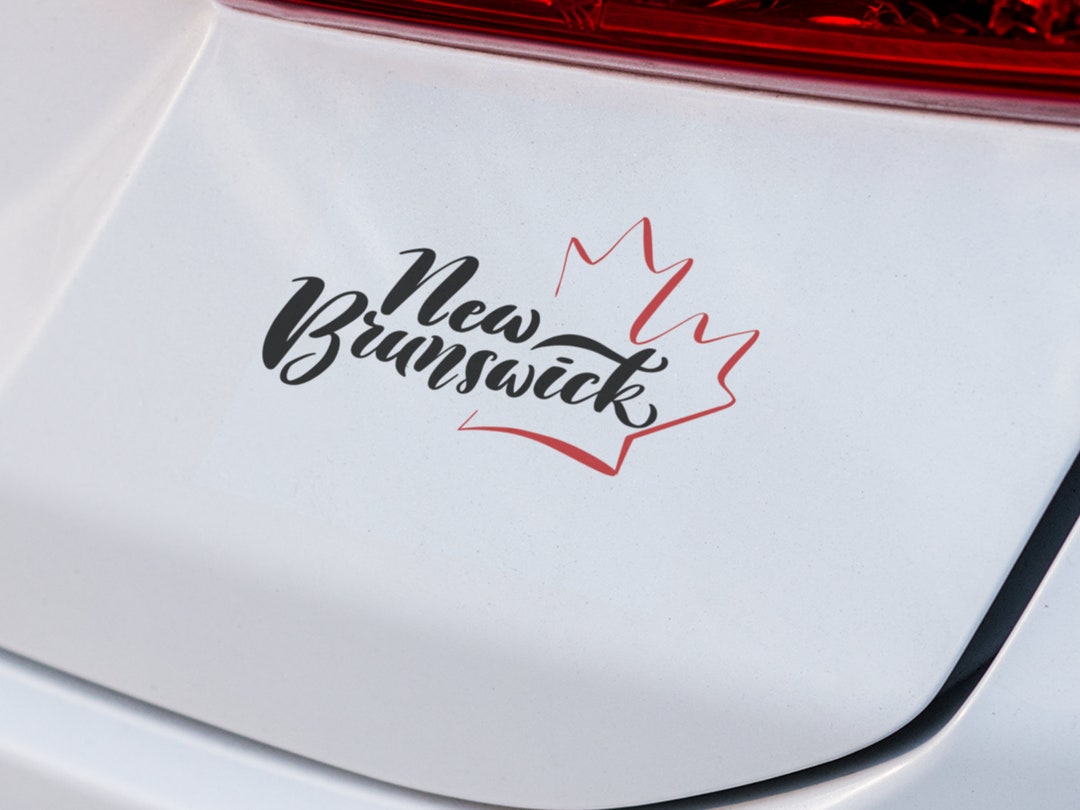 New Brunswick Script With Maple Leaf Vinyl Decal, Canadian Province ...