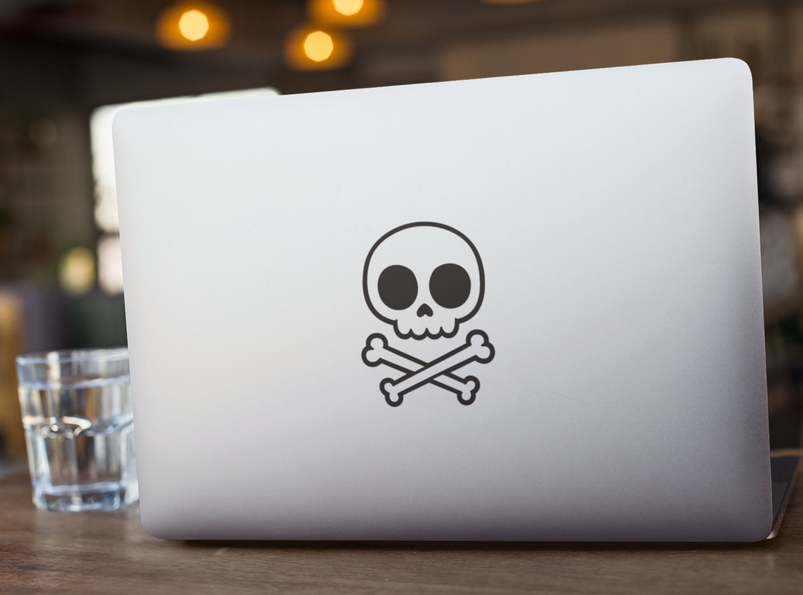 Cartoon Skull and Cross Bones Decal VINYL DECAL Skull Decal Car Decal ...