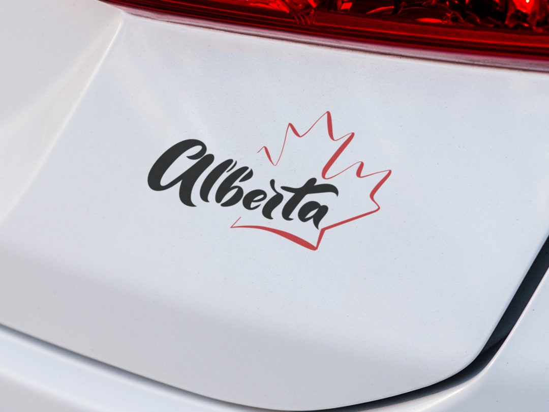 Alberta Script Maple Leaf Vinyl Decal, Canadian Province Car Truck SUV ...