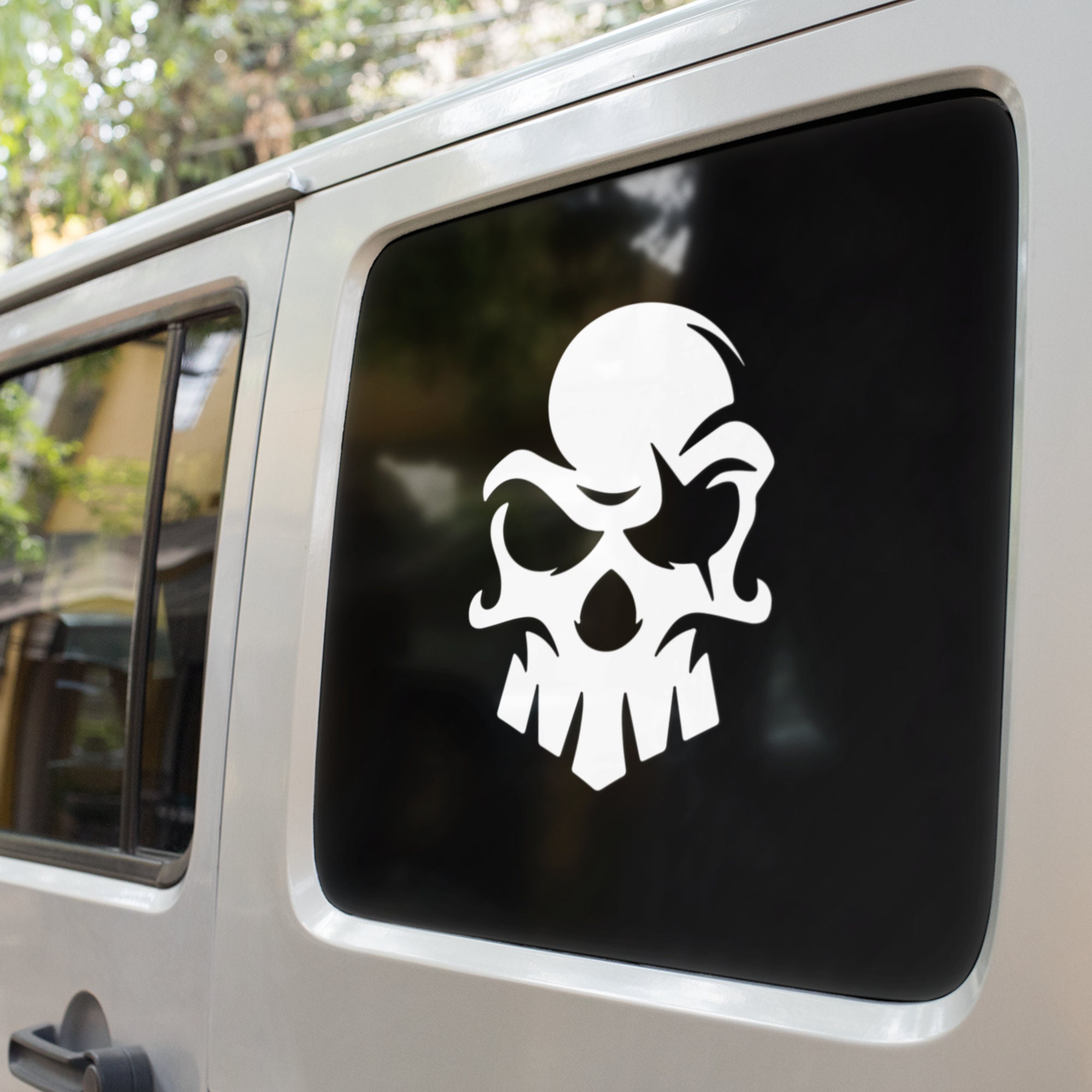 Skull With Scar Over Eye Decal VINYL DECAL Skull Decals Scary Decals ...