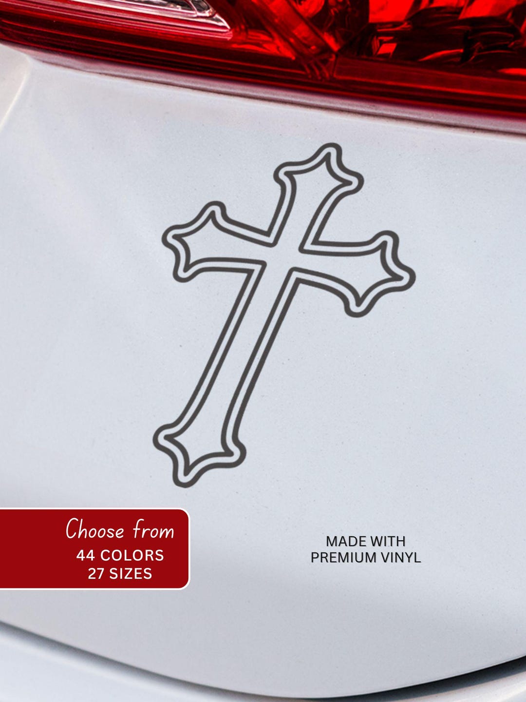 Christian Cross Outline Vinyl Decal Sticker, Faith Symbol, Weatherproof ...