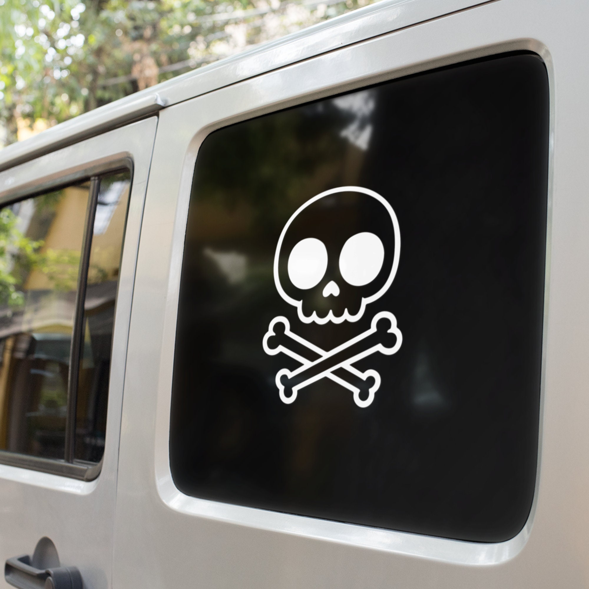 Cartoon Skull and Cross Bones Decal VINYL DECAL Skull Decal Car Decal ...